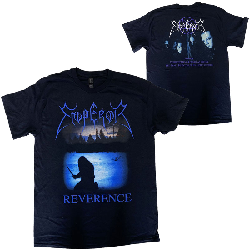 エンペラー・EMPEROR・REVERENCE・青ロゴ・Tシャツ・メタルTシャツ オフィシャル商品 正規ライセンス商品 前プリントのロゴが青のバージョン ボディ：やや薄めの柔らかい今風のボディ 素材：コットン100％ カラー：ブラック ●ご...