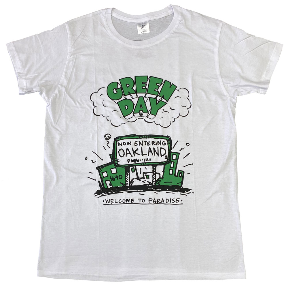 グリーン デイ・GREEN DAY・WELCOME TO PARADISE・ホワイト・Tシャツ・ロックTシャツ・オフィシャル商品 ボディ：やや薄めの柔らかい今風のボディ カラー：ホワイト 素材：コットン100％ ご注意：実物と色等が多少異な...
