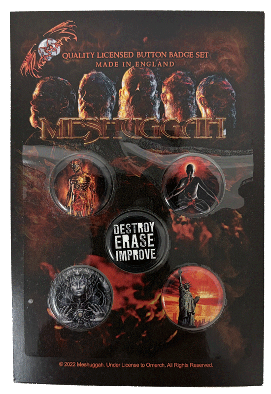 MESHUGGAH・メシュガー・IMMUTABLE・BUTTON BADGE SET・バッジ・缶バッジセット(5個入り) オフィシャル商品　正規ライセンス商品 バッジ直径約2.5cmサイズ バッジが5個入りでリーズナブルな価格になっています...
