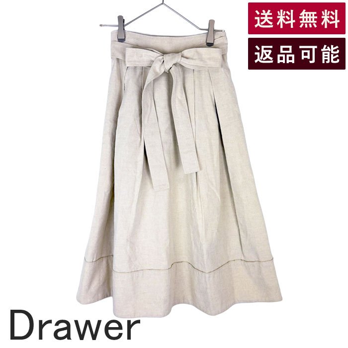 商 品 説 明【ブランド】ドゥロワー Drawer【サイズ】36【サイズ詳細】ウエスト：約31cm ヒップ：約47cm 総丈：約78cm【カラー】ベージュ【素材】綿56% 麻44%【ランク】B【コメント】Drawerのコットンリネン巻きスカ...