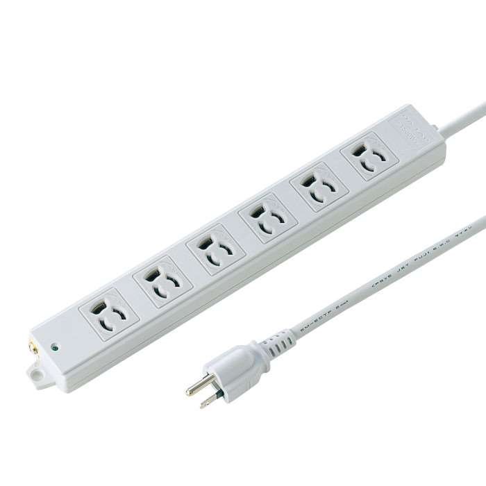 環境に優しいケーブルを使用。3P抜け止めマグネット・6個口3m。工事物件タップ（6個口・3m）の特長●6個口（3P抜け止め）、エココード仕様、3Pプラグ（絶縁キャップ付き）のタップです。●通電ランプ付き●マグネット付き●熱に強い二重構造ケー...