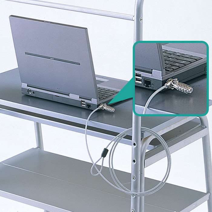 設定が簡単な4桁ダイヤル錠とワイヤーの一体型タイプ。ノートパソコンセキュリティキットサンワサプライ　製品型番：SL-38　の商品特長・概要　●ノートパソコンのセキュリティスロットに簡単取り付けられ、盗難からノートパソコンを守ります。●セキュ...