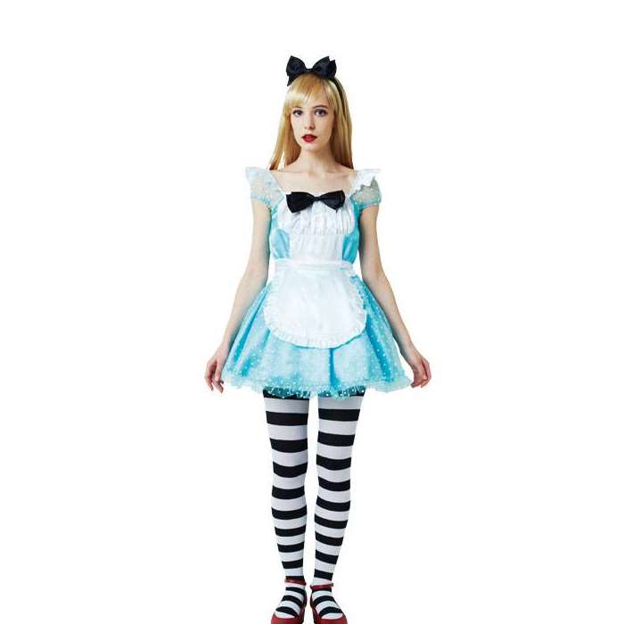 水玉のフロッキーチュールがちょっと個性的。パフスリーブもかわいい。大人子供みんなで合わせても素敵。■メーカー ： クリアストーン■JANコード ： 4560320841470■商品名 ： ワンダーランドガール 大人サイズ コスチューム 人気...