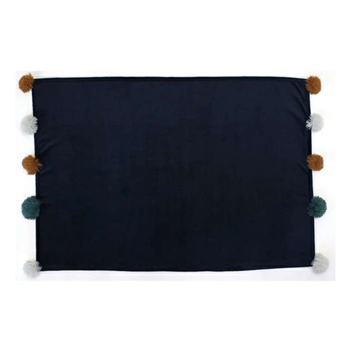SEARCH WORD：ブランケット 膝掛け ひざかけ　膝かけ 簡易毛布　150×100cm　1500×1000mm 大判 毛布 ポンポン 落ち着いた色味 シンプル キュート シック 毛足の長い フリンジ ふさふさ fringe cute ...