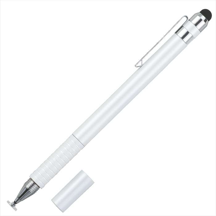 SEARCH WORD：2WAYタッチペン ホワイト 白 ディスク型スタイラス 導電性シリコンゴム 導電性 スマホペン タブレットペン スタイラスペン ペンタブ用ペン 滑り止めグリップ 精密操作 描画用ペン アルミボディ デジタル作業 タッ...