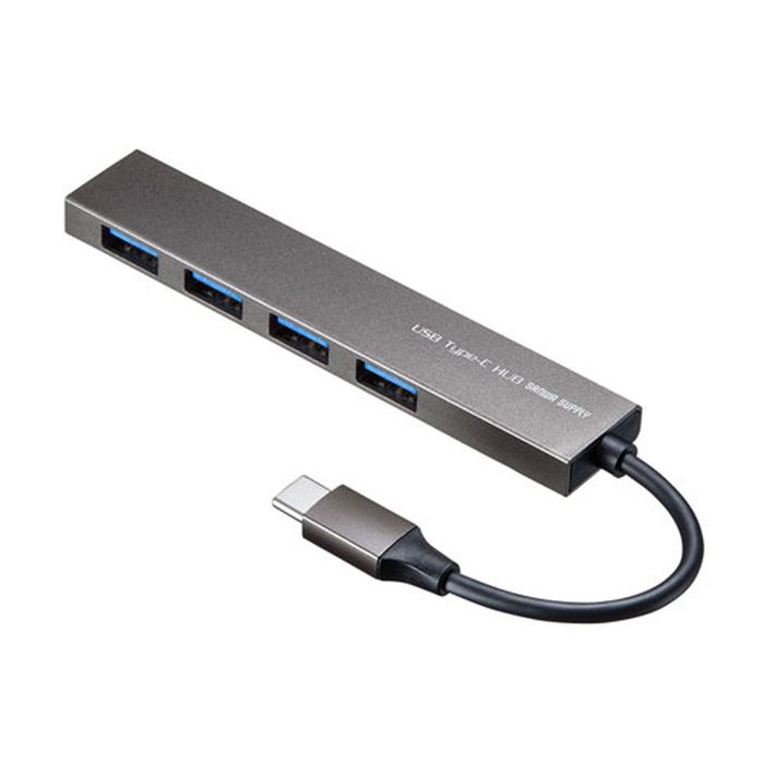 SEARCH WORD：USB ユーエスビー ハブ USBハブ ユーエスビーハブ USB Type-C 4ポートスリムハブ バスパワータイプ 超スリム 高級感 アルミボディ コンパクト 便利 シルバー 銀 silver商品概要：超スリムで持...