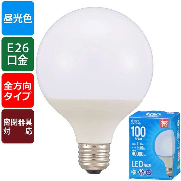SEARCH WORD：LED電球 ボール型 昼光色 E26 リビング ダイニング キッチン 寝室 トイレ 交換 取替 備品 備蓄 電球 LED 照明 明かり商品概要：● ボール電球100形相当。● 光の広がり約240°の全方向タイプ。● ...