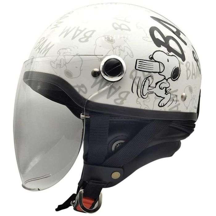 SEARCH WORD：SNOOPY PEANUTS スヌーピー ピーナッツ ヘルメット バイク用 二輪車 自動二輪 単車 スクーター 安全 事故 怪我 落車 防止商品概要：スヌーピーがデザインされたハーフヘルメット（シールド付き）です。商...