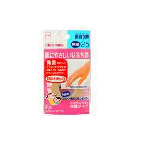 一度巻きでしっかり固定。貼る感覚で巻ける肌にやさしい包帯です。