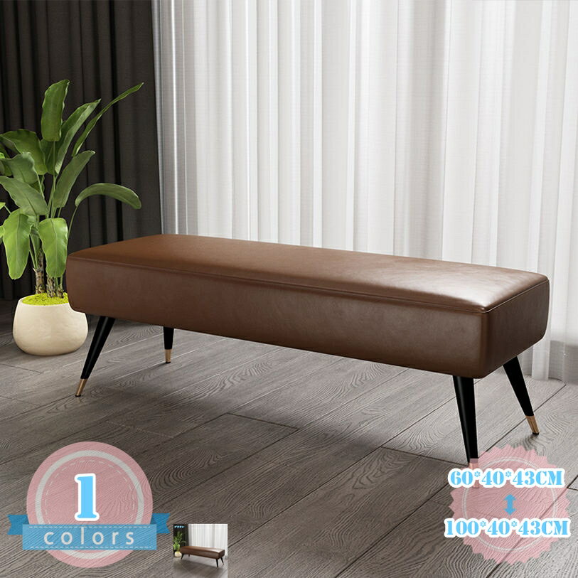 メイン素材：木、メタル、PUレザー◆【サイズ（cm）】：60*40*43cm 80*40*43cm 100*40*43cm　 材質：PUレザー + 木製 + 金属脚；PUレザー生地×細身のスチール脚×天然木フレームがおしゃれなベンチ。背もた...