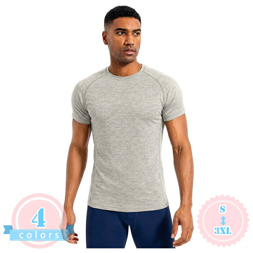 表地：ポリエステル、ポリウレタンメイン素材：ポリエステル、ポリウレタン【スポーツTシャツ】杢調のやわらかな風合いがおしゃれなメンズ半袖スポーツTシャツです。デイリーユースから本格的なアクティビティまで幅広く活躍するシンプルなデザインで、大人...