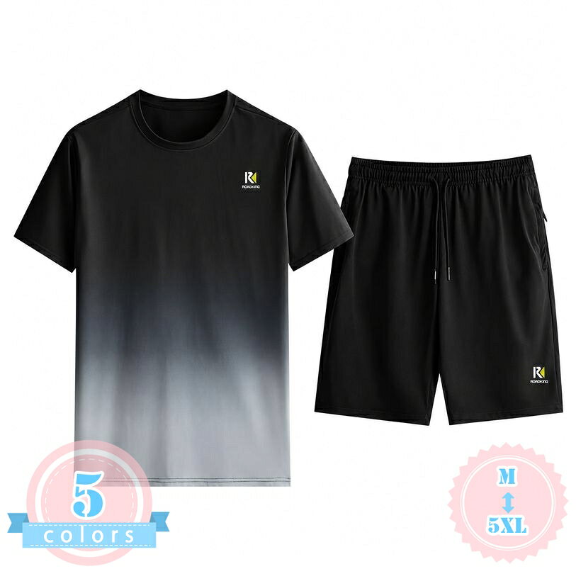 表地：ポリエステルメイン素材：ポリエステル【スポーツウェア】グラデーションデザインが半袖Tシャツと、シンプルなハーフパンツの上下2点セットアップです。アクティブなシーンにはもちろん、デイリーのカジュアルスタイルやリラックスタイムの部屋着とし...