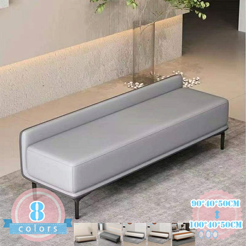 メイン素材：木、メタル、PUレザー◆【サイズ（cm）】：90*40*50cm 100*40*50cm　 材質：PUレザー + 木製 + 金属脚；PUレザー生地×細身のスチール脚×天然木フレームがおしゃれなベンチ。ふっくらとした座面で安定感が...