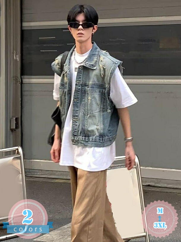 表地：デニムメイン素材：デニム◆デニム生地を採用し、軽くて通気性があり、耐摩耗性があり、暑い日に肌を見せます。 　 ※ パッケージ内容はベストのみで、他のアクセサリーなどは含まれていません。◆寒い日は長袖の服を着て何枚も着ます。ノースリーブ...