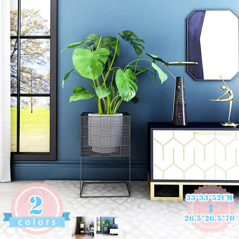 メイン素材：鉄材質：鉄製サイズ：幅33/26.5×奥行33/26.5×高さ52/70cm★【安定性】このフラワースタンドは鉄製で、強い風を受けても、安定した状態を保つことができます。★【通気性が良い】通気性がよく、水が溜まりっぱなしになるこ...