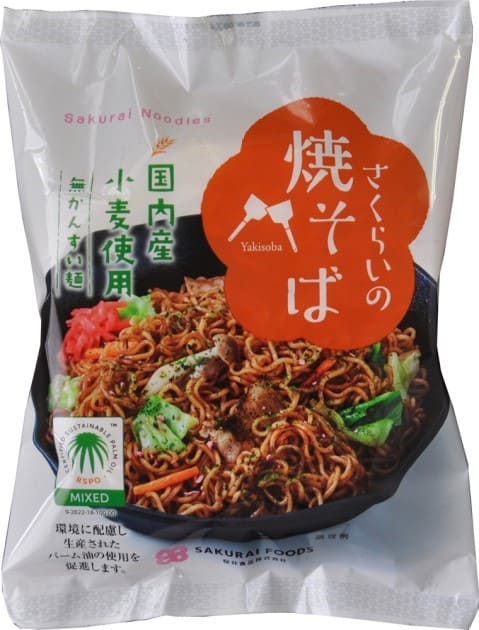 【原材料】油揚げめん〔小麦粉（小麦（国産））、パーム油、小麦たん白、食塩〕、ソース〔砂糖、トマトピューレー、食塩、醸造酢、りんごパルプ、ごま油、酵母エキス、香辛料、麦芽エキス〕、ふりかけ〔あおさ、乾燥紅生姜〕、（一部に小麦・大豆・りんご・ご...