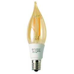 ■シャンデリア電球形LED電球■PSEマーク付■密閉型器具対応■40W相当■フィラメント型【製品仕様】■サイズ： D35×H126mm■重量： 25g■使用電圧： AC100V■定格消費電力： 3.4W■口金： E17■光色： 電球色240...