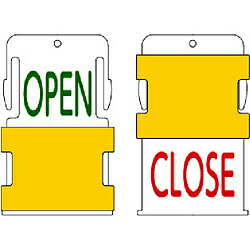 ■ワンタッチでカバー上部を上下に動かす事ができ、表示を切り替えることができます。【仕様】・表示内容： OPEN CLOSE（OPEN-緑文字/CLOSE-赤文字）・縦（mm）： 80・横（mm）： 50・厚さ（mm）： 7・厚み： 7mm・...