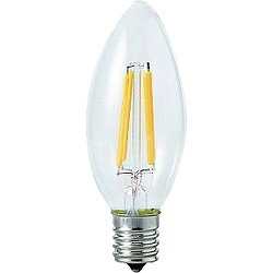 LEDフィラメント型　シャンデリア電球　口金：E17タイプ口金：E17消費電力：4W明るさ：440lm （40W形相当）定格寿命：20000h密閉器具：○　調光器：×　断熱材施工器具：×本体サイズ（高さ×幅×奥行）93×φ35本体重量約13...