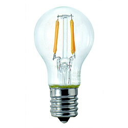 口金：E17入力電圧：AC100V消費電力：2Wサイズ：φ35×67mm重量：12g全光束：230lm色温度：2700k（電球色）グローブ種類：ガラス（クリア）配光角度：300度定格寿命：20000h調光器具：×密閉器具：○断熱材施工器具：...