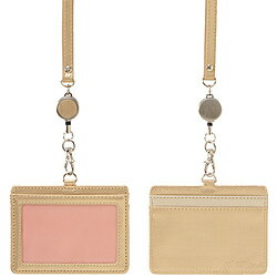 最長30cm伸びるリール付きIDカードホルダー。必要な時にだけリールを伸ばせるので読み取り機へのタッチが便利です。引っかかったり強い力が加わると、ネックストラップの留め具が外れる安全パーツ付き。両面ポケットタイプ。（オモテ面1ポケット＋ウラ...