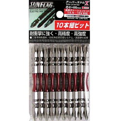 ■当社オリジナルのトーション加工で、左右の回転トルクを吸収する事により、先端の耐久性を大幅にアップしています。■先端がスリム形状で、ねじ頭が見やすく作業効率が上がります。■特殊先端形状にて、回転時の浮き上がり現象（カムアウト）を軽減していま...