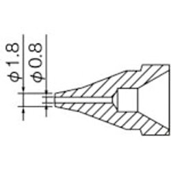 【仕様】・寸法（mm）内径×外径： 0.8×1.8・白光　ノズル　0.8MM　S型・適用吸取器： FR-301、FR-410こて部用のノズルです。