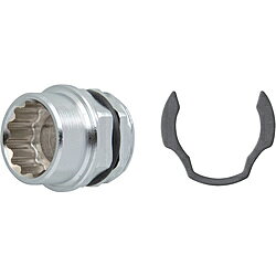 ■ソケット抜け防止のCリング付です。■オフセットアダプター専用ソケットです。【用途】・オフセットアダプターに装着して狭い所でのボルト・ナット回しに。【仕様】・全長（mm）： 23.0・対辺（mm）： 14セット内容●Cリングソケット抜け防止...