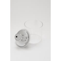 仕様1本体サイズ（幅×高さ×奥行）mm：約高さ9（cm）直径約9.5（cm）素材：容器：ガラス 蓋：ABS樹脂（メッキ塗装）・シリコン
