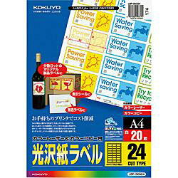 ●仕上がりがきれいな光沢紙だからパッケージや表示シールに最適です。●簡単ラベル印字ソフトで入力の位置合わせが簡単にできます。●仕様サイズ：A41片の大きさ：31・62面数：24面枚数：20枚面付番号：A4L24-9紙厚：ラベル本体：0.11...