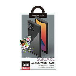背面にシールや写真を入れて自分好みにカスタマイズすることが出来るiPhone 12 mini 用のガラスタフケース スクエアタイプです。軍用規格（MIL-STD-810G)の落下と振動試験をクリアしたタフ設計。背面はキズに強い高硬度9Hガラ...