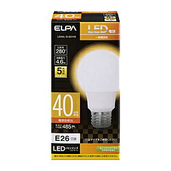 ■交流電源：100V 50/60Hz共用■口金：E26■サイズ：全長102X外径55(mm)■質量：40g■定格消費電力：4.6W■定格入力電流：80mA■設計寿命：40000h■全光束：485lm■エネルギー消費効率：105.4lm/W■...