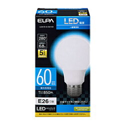 ■交流電源：100V 50/60Hz共用■口金：E26■サイズ：全長107X外径60(mm)■質量：43g■定格消費電力：6.8W■定格入力電流：120mA■設計寿命：40000h■全光束：850lm■エネルギー消費効率：125.0lm/W...