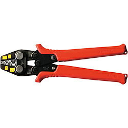 ■軽量・コンパクトタイプ、片手で5.5sq電線の圧着ができます。■トグル機構採用で単位ストロークあたりの所要握力を軽減します。■必要な圧着力が楽に得られます。■圧着が完了しないとハンドルが開かない構造になっています。■手に優しいエラストマー...
