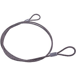 ■両端アイ加工済みですぐに使えます。■細くても強度があり目立ちません。■キャップやカバーなどの紛失防止の連結金具に。■看板などの吊り下げ。■ロープ径(mm)：3.0■長さ(mm)：1200■使用荷重(kg)：130.0■ワイヤ構成：7×19...