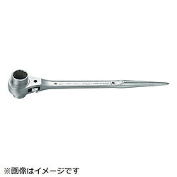 ■正逆は切り替え爪式です。■シノ部はホゾ合わせがしやすいストレート形状です。【用途】・建設、機械、設備等あらゆる産業のボルト・ナットの着脱に。【仕様】・対辺寸法（mm）： 17×19・全長（mm）： 310・厚さ（mm）： 50・色： シル...