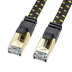 丈夫で取り回しの良いメッシュフラット、超高速40Gbps対応のCAT8メッシュフラットLANケーブル。「カテゴリ8メッシュフラットLANケーブル（ブラック・3m）」●次世代の40GBASE-Tに完全対応次世代イーサネット40GBASE-T（...