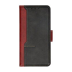 スタンド機能カードポケット付きマグネット付きフラップカード用ホール付きエレガントなバイカラーと大容量ポケットのPUレザー手帳型ケース