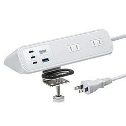 ●デスクの縁にしっかり固定できるクランプ式で、省スペースかつ安定した設置が可能です。●USB-Cポート3つとUSB-Aポート1つを備え、最大65WのPD対応でノートPCなども素早く充電できます。●AC差し込み口は斜め設計で、抜き差しがしやす...