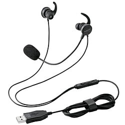 Web会議やビデオ通話、オンラインゲームでの音声チャットに最適！USB-Aプラグを搭載した両耳カナル型の有線ヘッドセットです。通話に最適なマイクアームとφ10mmドライバーを採用した高音質モデルです。「両耳カナル型有線ヘッドセット マイクア...