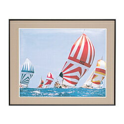 前面板に安全・軽量なアクリル板を使用した、アルミ製の軽快フレームです。本体重量1220g額縁外寸400×493mm額縁内寸388×481mm付属品吊りヒモ仕様1【色】シルバー【マット台紙厚】厚手Vカット台紙（2.0mm）仕様2【マット台紙外...