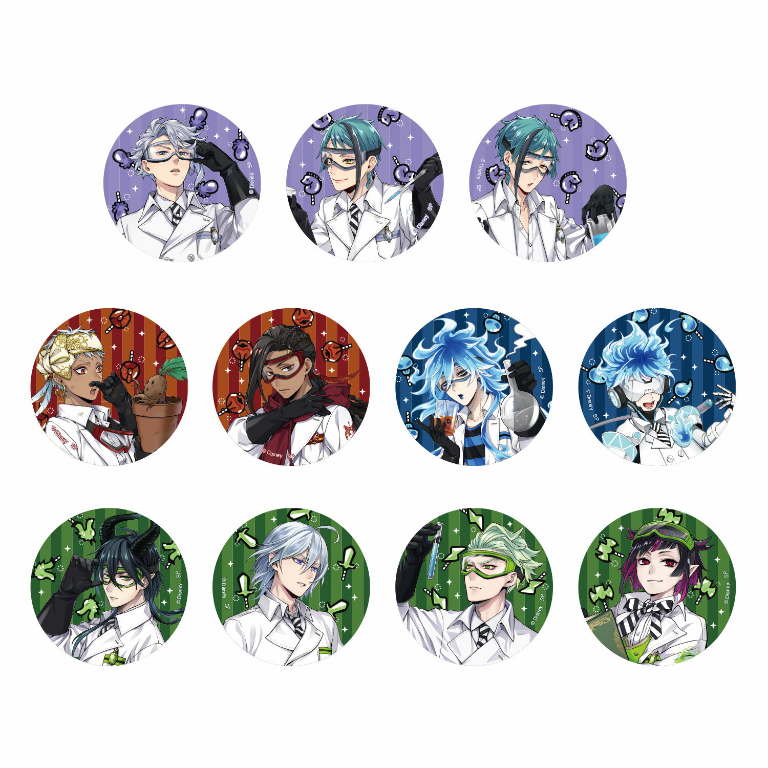 ディズニーかばんなどに付けて気軽に楽しめるコレクターズアイテムの定番缶バッジ(カンバッジ)約直径5.6cmカテゴリ : 缶バッジ緑色 グリーン 紫色 パープル 青色 ブルー