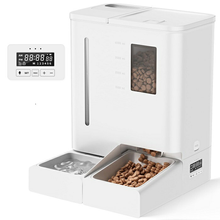 自動給餌器と給水器を一体化した製品が登場！外出でも安心。残業や外出などの時に、定時定量に餌やりができ、ペットの食事を心配する必要がなく、飼い主が安心できる自動給餌器です。また、天面ふたに無毒無臭なシリコンパッキンが取り付け、餌の排出口までも...