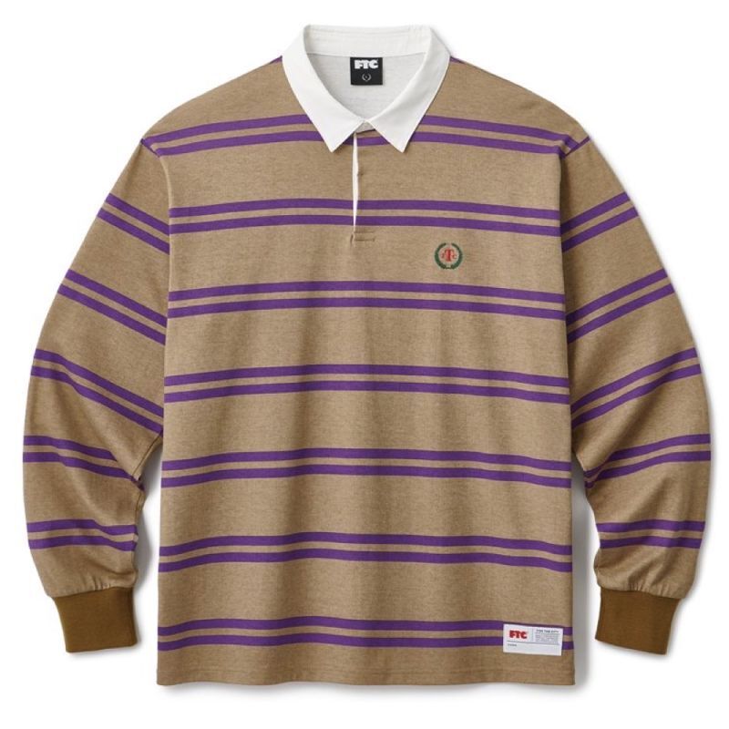 【FTC】 FTC "PRINTED STRIPE RUGBY SHIRT" - TAN 【SIZE CHART】 M [着丈約71.0cm 身幅約57.0cm 肩幅約50.0cm 袖丈約64.0cm] L [着丈約74.0cm 身幅約60...