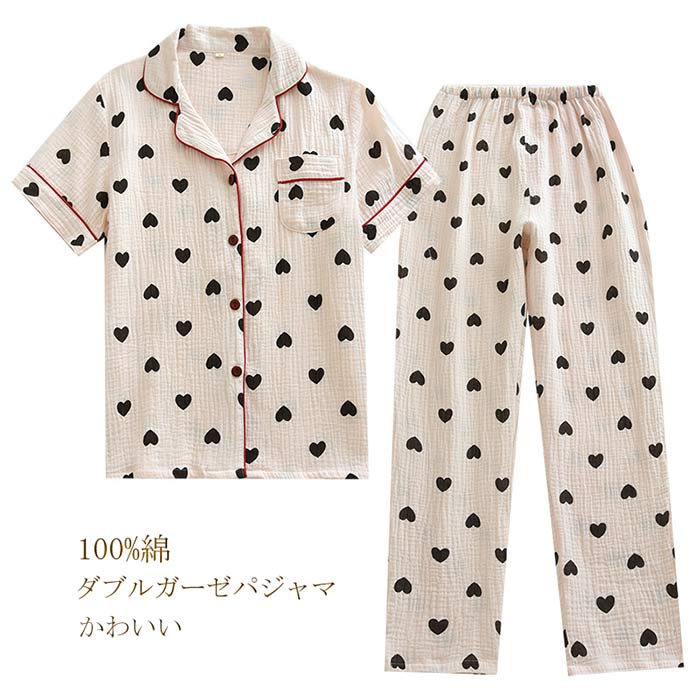 商品 パジャマ 素材 綿100% サイズ M バスト92cm 肩幅38cm 着丈64cm 袖丈20cm パンツ丈(短/長)40cm/98cmヒップ104cm L バスト98cm 肩幅40cm 着丈66cm 袖丈21cm パンツ丈(短/長) ...