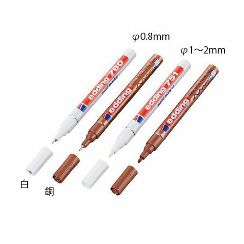 ペイントマーカー（耐熱・耐アセトン） φ1〜2mm 白 (1個)。エタノール・イソプロパノール・アセトン等のアルコールに耐性があります。耐熱・耐水性・耐摩耗性・耐候性および耐光性に優れています。ガラス・プラスチック・木材・段ボール・金属・磁...
