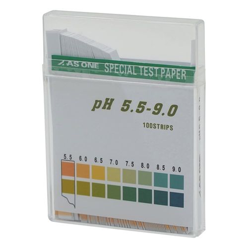 ケースにカラースケールが付いています。pH試験紙 スティック (1箱(100枚入り))。ケースにカラースケールが付いています。型番：pH5.5-9.0ケース材質：プラスチック変色切片数：2サイズ：6×80mmpH測定領域：5.5〜9.0タイ...