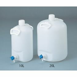 ハンディーボトル活栓付 20L 細口コック付 (1本)ハンディーボトル活栓付 20L 細口コック付 (1本)。移動・運搬に便利な取手付きです。回転式コックを反転させておくことにより未使用時の液ダレを防ぎ、微妙な流量調節を可能にしました。本体...