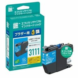 LC3111C互換 エコリカ リサイクルインク ブラザー シアンその他：エコリカ リサイクルインク対応カートリッジ:ブラザー LC3111C カラー:シアン(染料) 対応機種:DCP-J572N、DCP-J577N、DCP-J582N、DC...