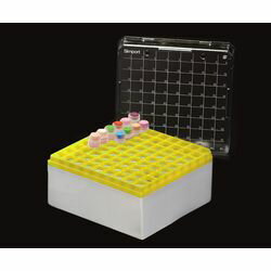 クライオストレージボックス Cryostore（TM） 黄 3個入 (1パック(3個入り))。耐久性に優れたポリカーボネート製低温貯蔵ボックスです。カバーは透明のため、ボックスの中を確認することが可能です。番号が振られた方眼が印刷されている...